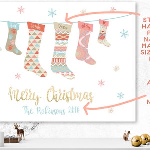 Stocking Christmas Card With Custom Names, Personalized Family ...