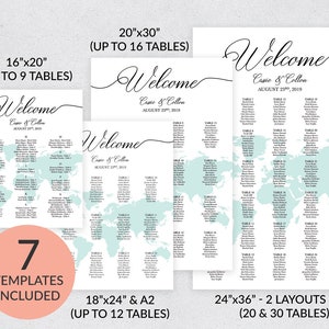 Travel Themed Wedding Seating Chart With a World Map, Destination ...