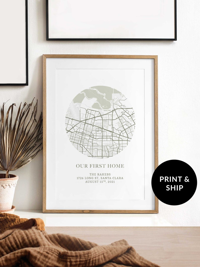 Pink Personalized Memory Map First House Poster Gift - Etsy