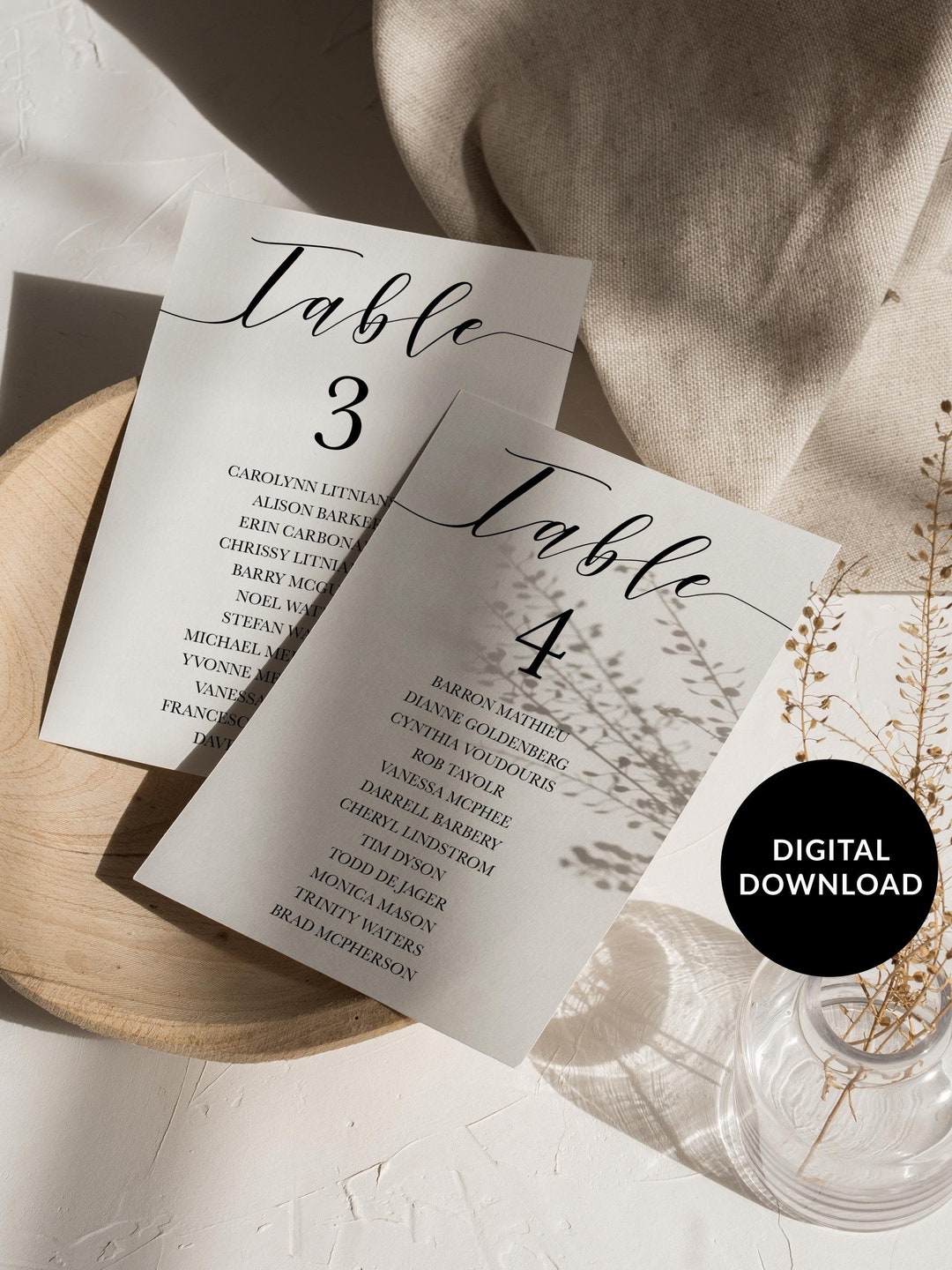 Place Card Template, Table Number Template, Seating Chart Template ...