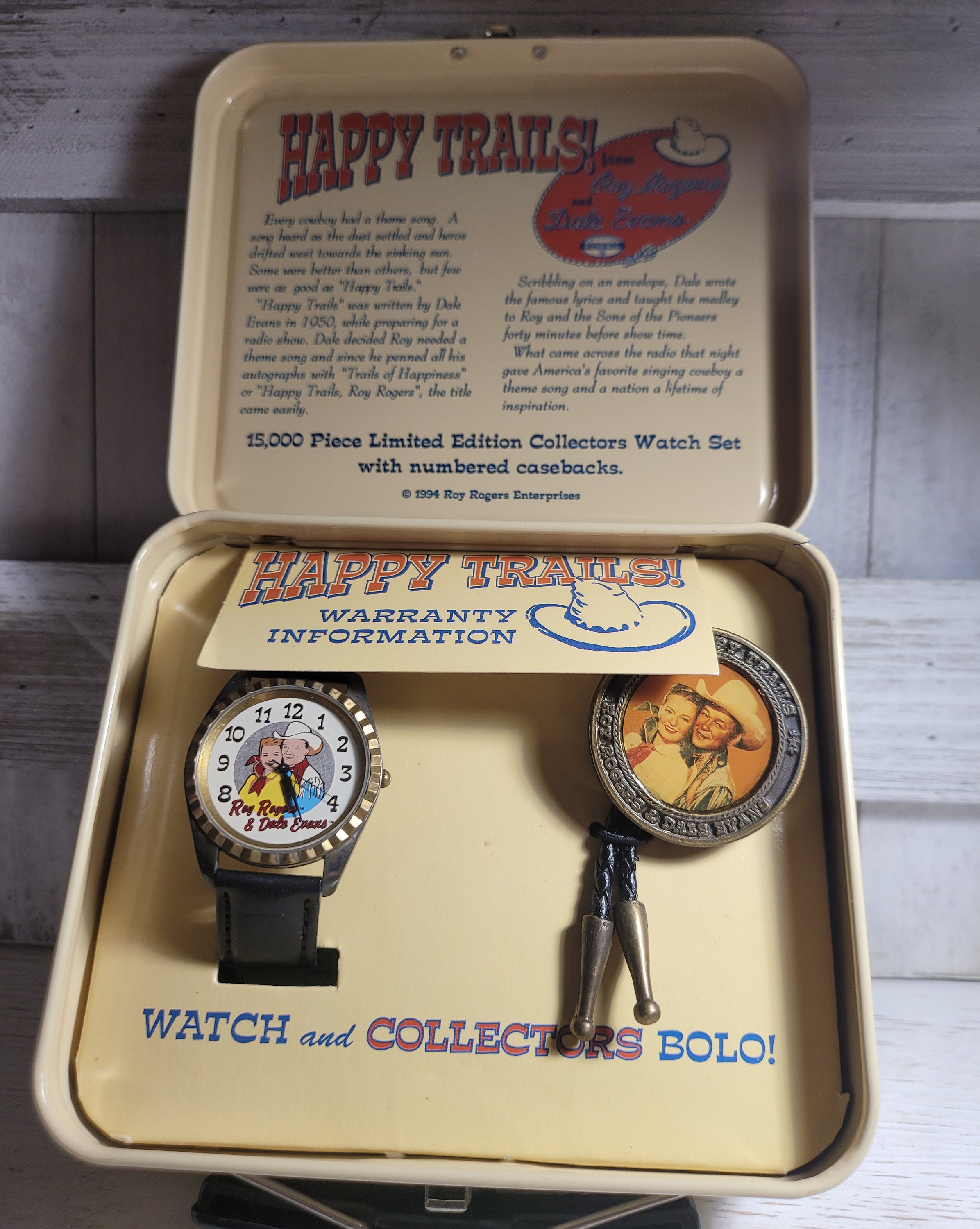 Vintage ROY ROGERS and Dale Evans 1994 Limited Edition Fossil Watch and Bolo Set 02519/15000 ...