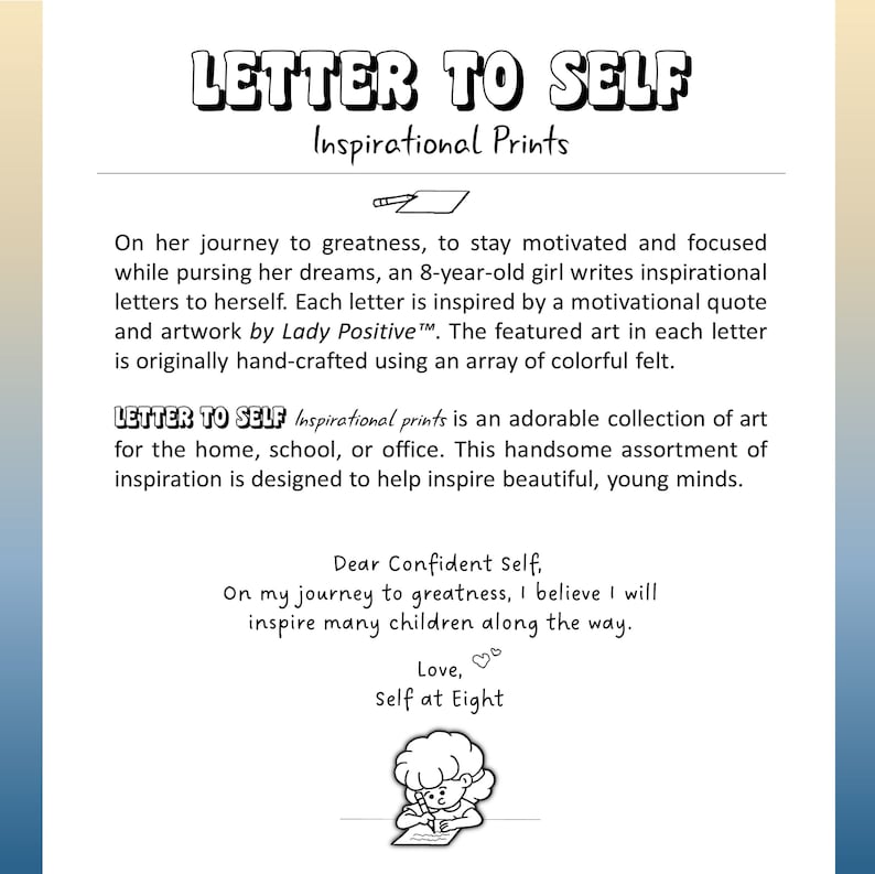 LETTER TO SELF Print Inspirational Art Print for Children - Etsy