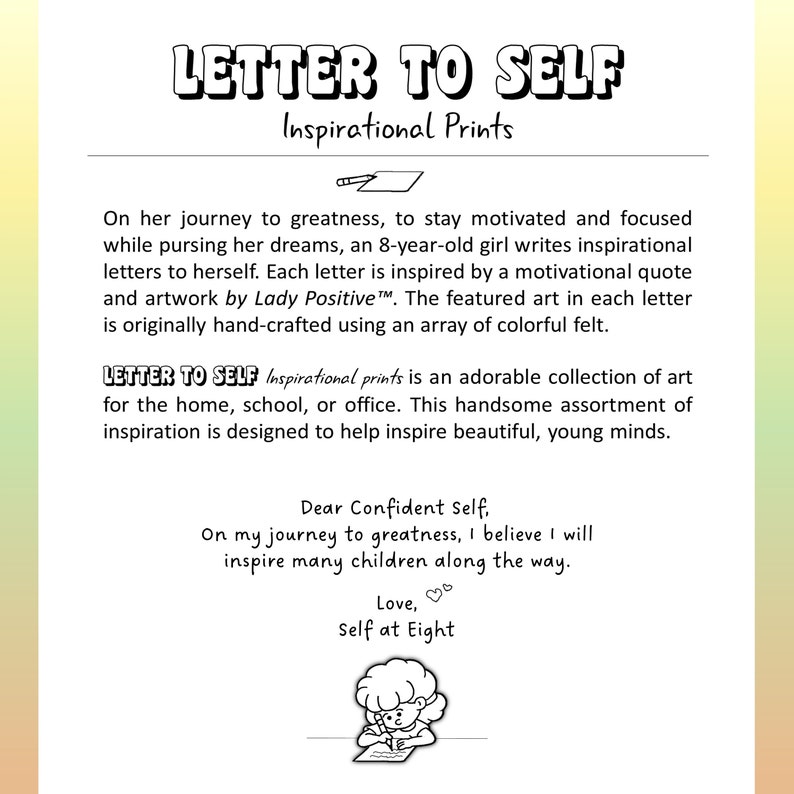 LETTER TO SELF - Print | Inspirational Art Print for Children | Instant ...