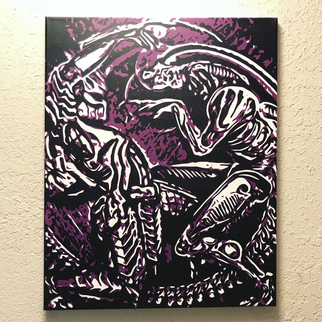 Handmade Alien Vs Predator Canvas Wall Art - Etsy