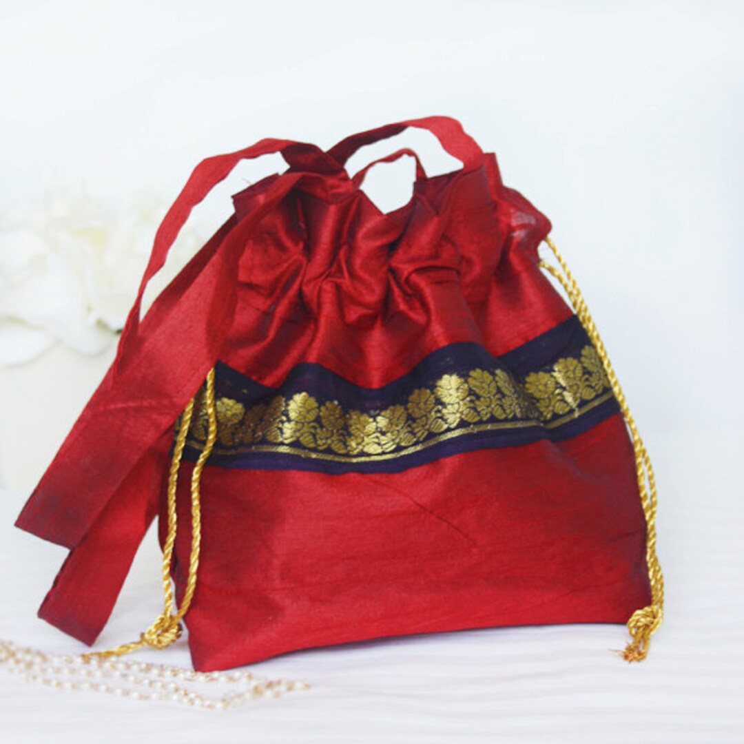 Red Silk Drawstring Pouch - Etsy UK