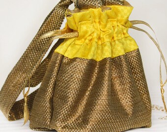 Bright Yellow Drawstring Pouch