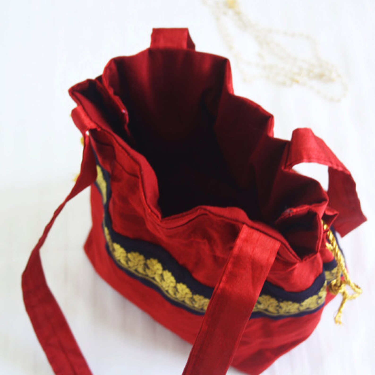 Red Silk Drawstring Pouch - Etsy UK