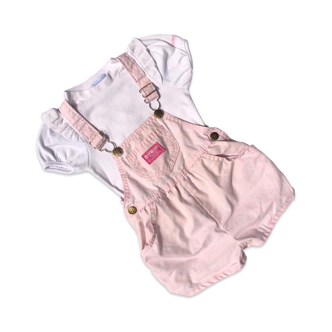 4T 90s Pink Floral Oshkosh Cross-back Overalls - Etsy