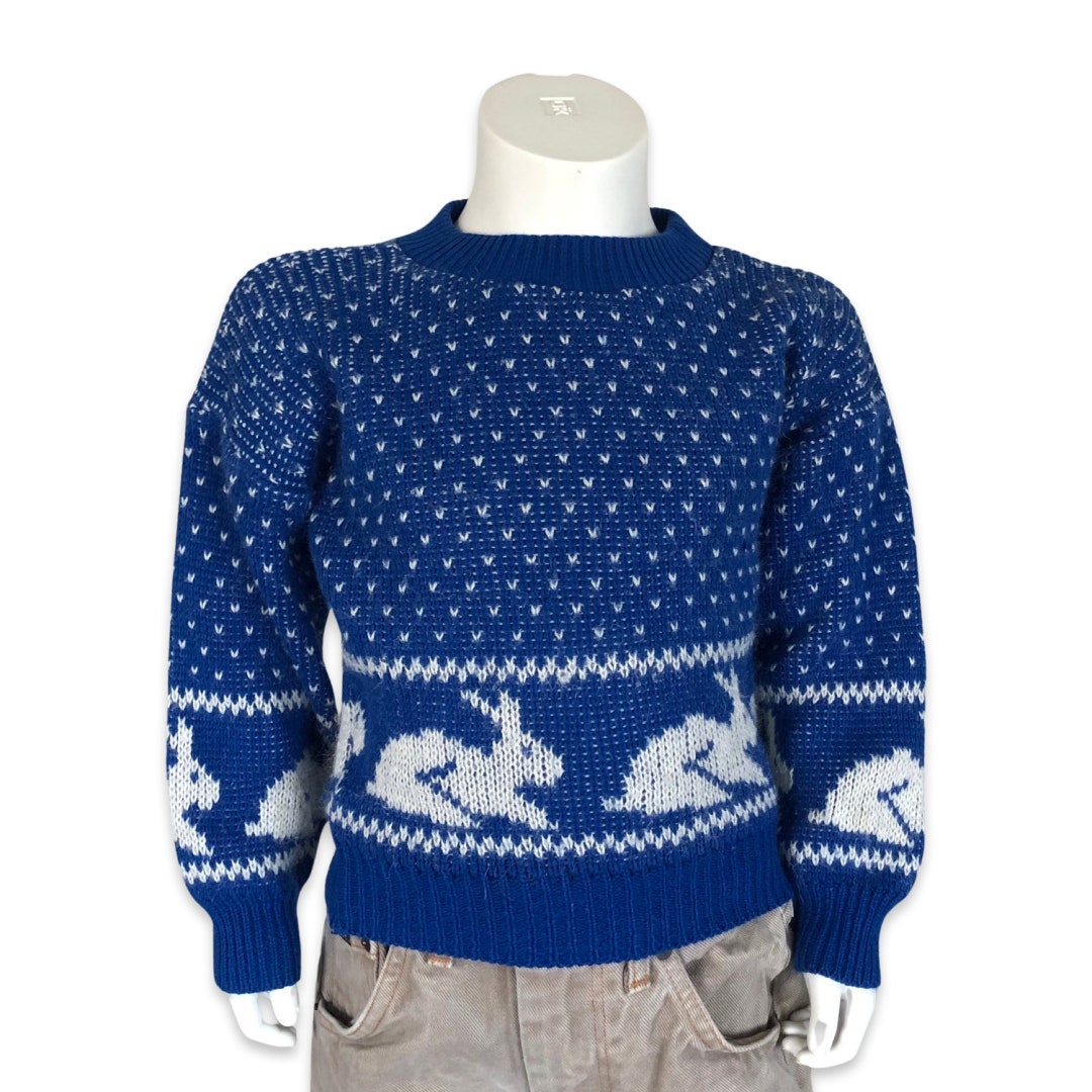 4T Kids Vintage Royal Blue Bunny Knit Easter Sweater - Etsy