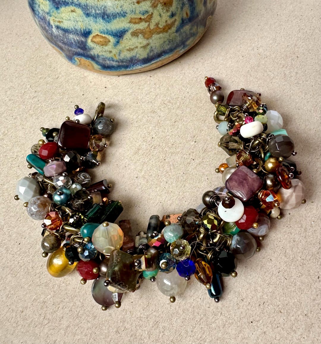 Multi-color Cluster Bead Bracelet - Etsy