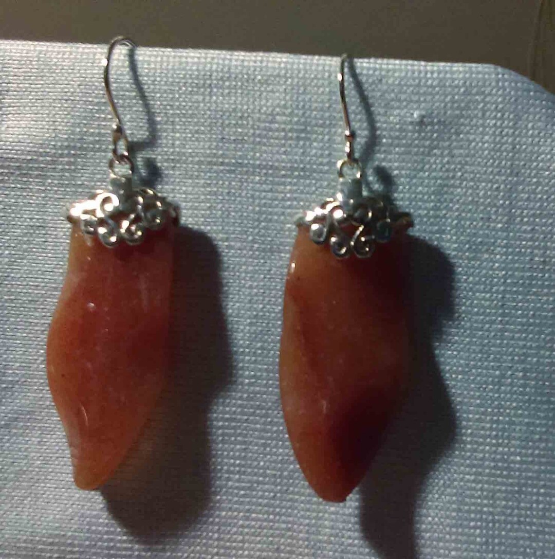 Sterling Silver 925 Earrings Mounted With Cornaline Stone - Etsy UK