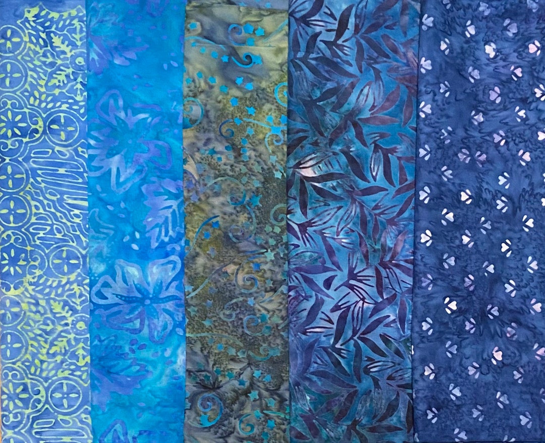 Batik, Batik Fabric, Batik by the Half Yard, Blue Batik, Batik Bundle ...