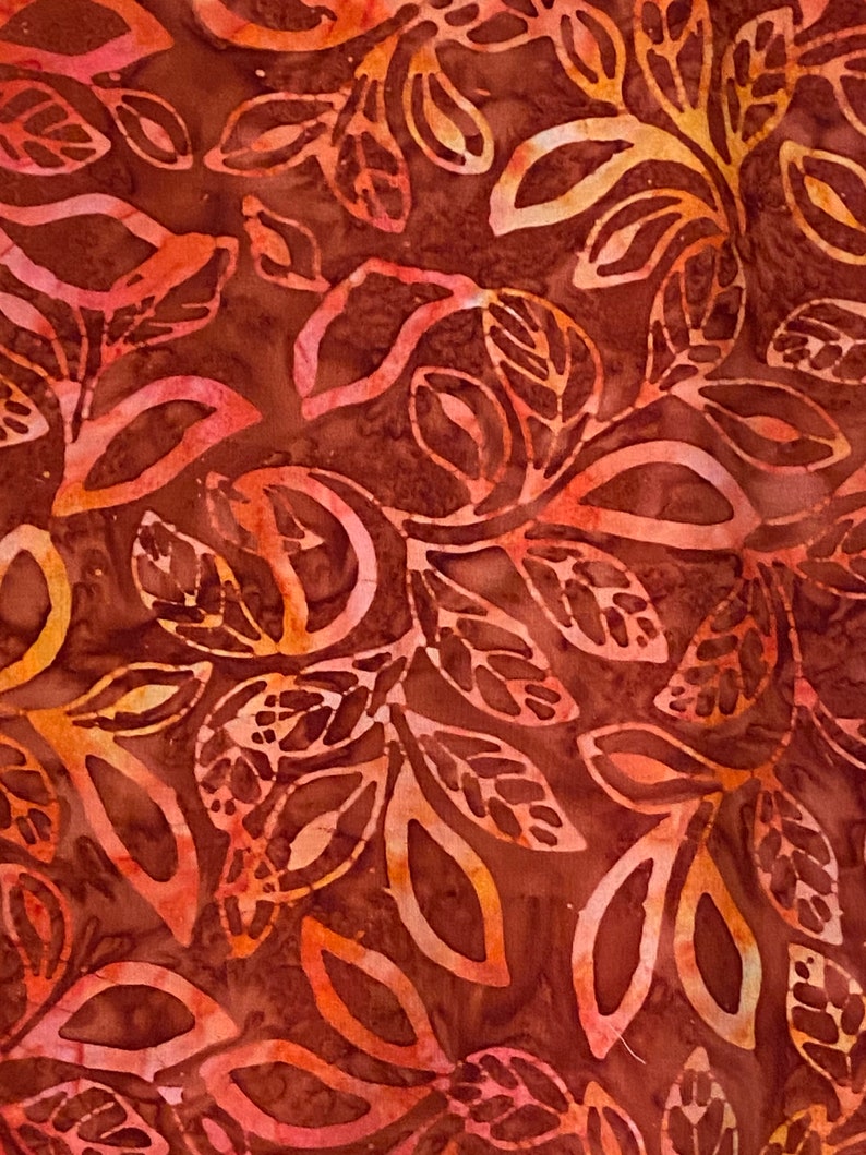 Batik, Batik Fabric, Batik Fabric by the Yard, Red Batik, Leaf Pattern ...