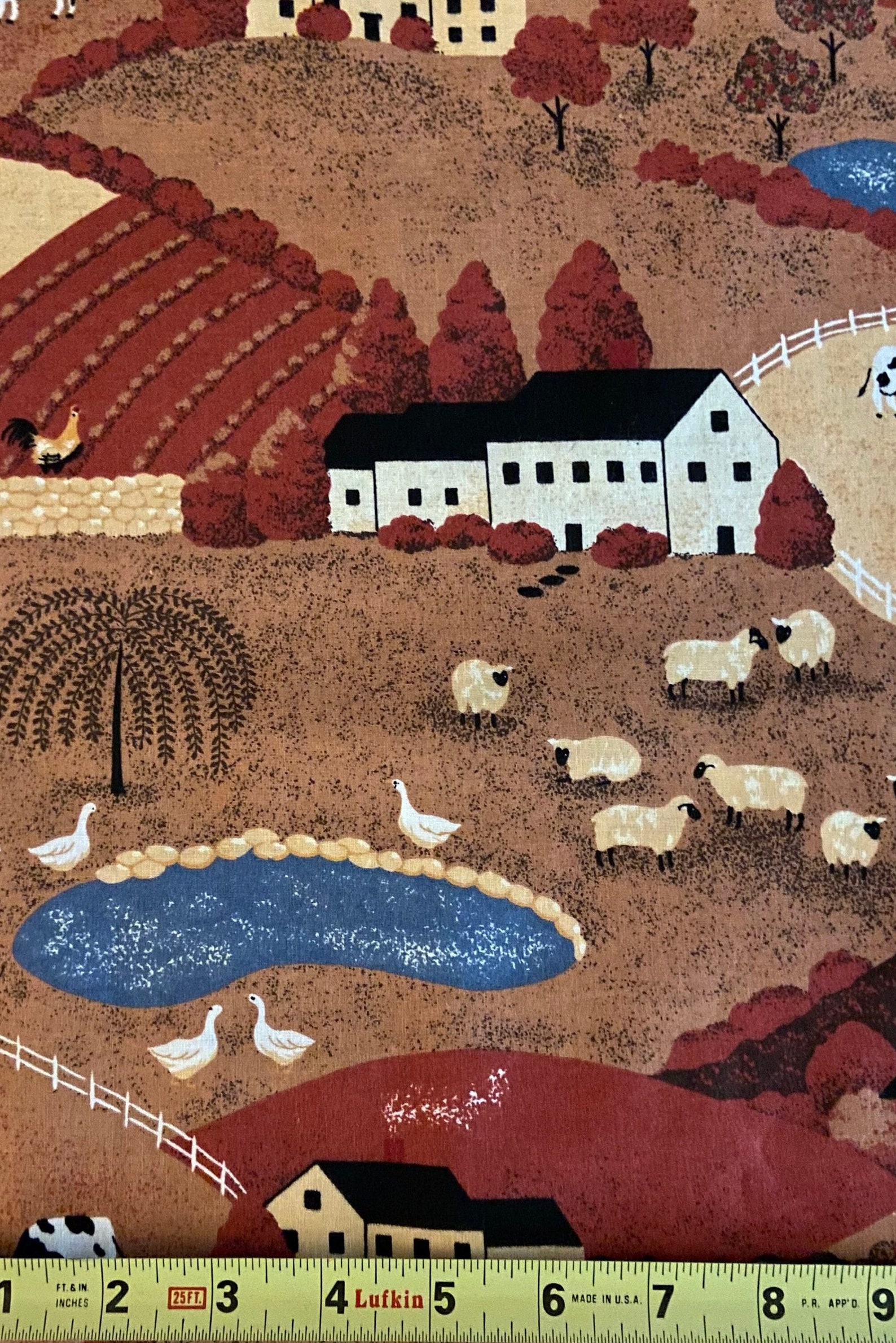 Brown Farm Scene Fabric Traditions Cotton by the Yard - Etsy