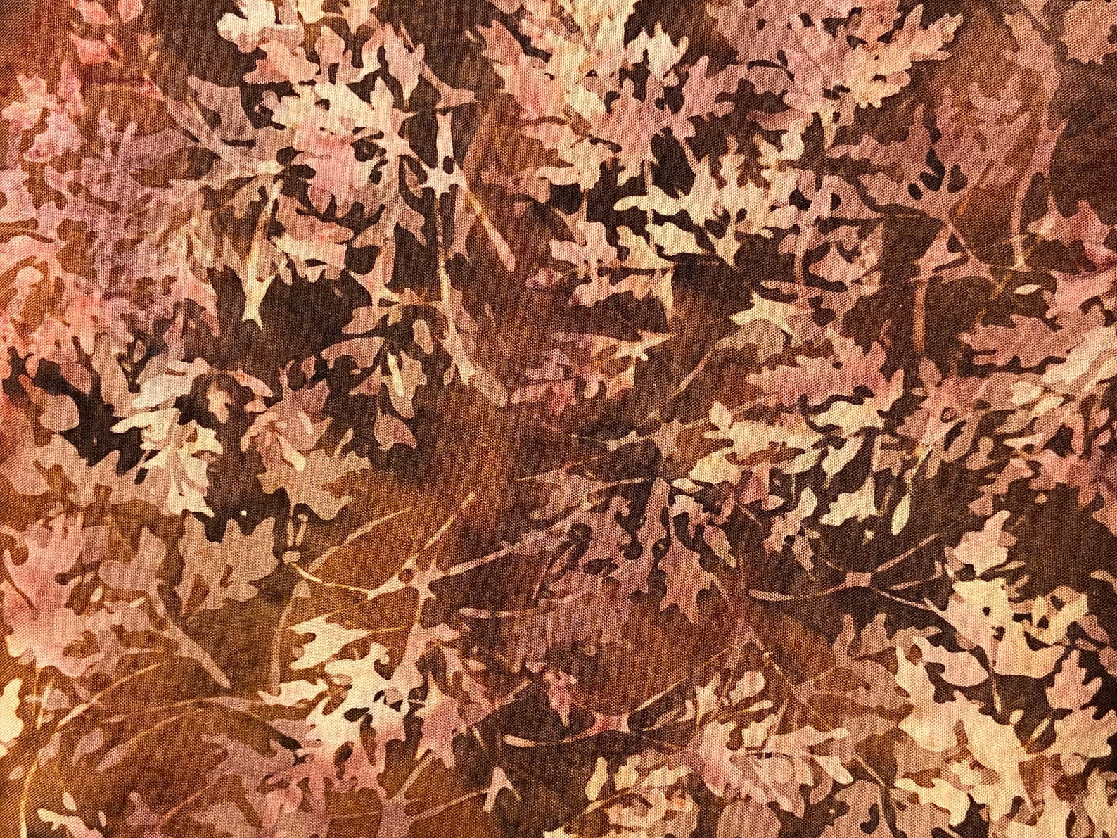 Batik, Batik by the Half-yard, Brown Batik, Pink Batik, Leaf Pattern - Etsy