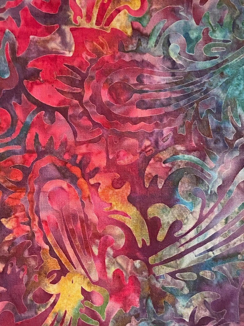 Batik, Pink Batik Fabric, Batik by the Half Yard, Pink Fabric, Multi ...