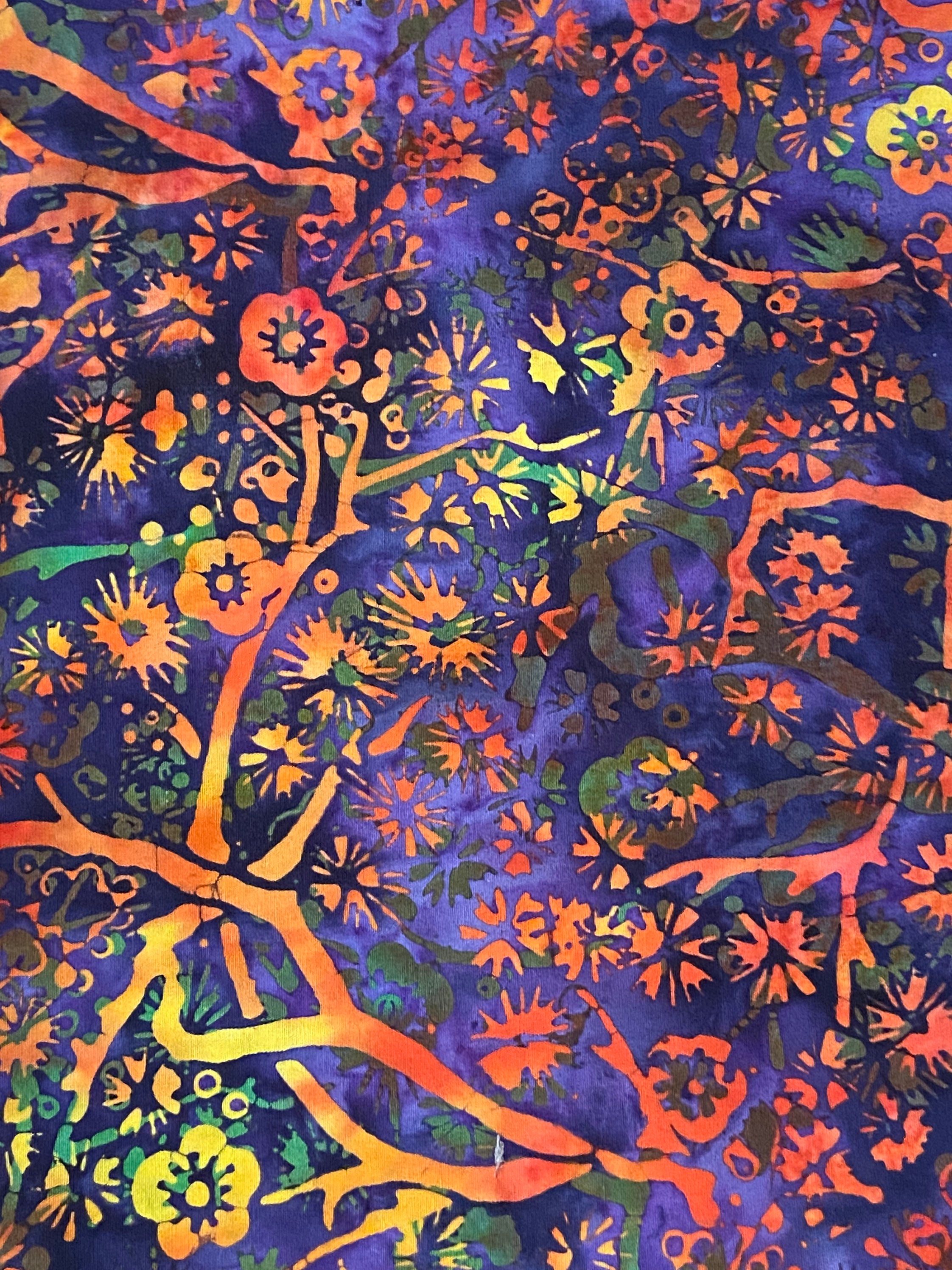 Batik, Purple Batik Fabric, Batik by the Half Yard, Purple Fabric ...