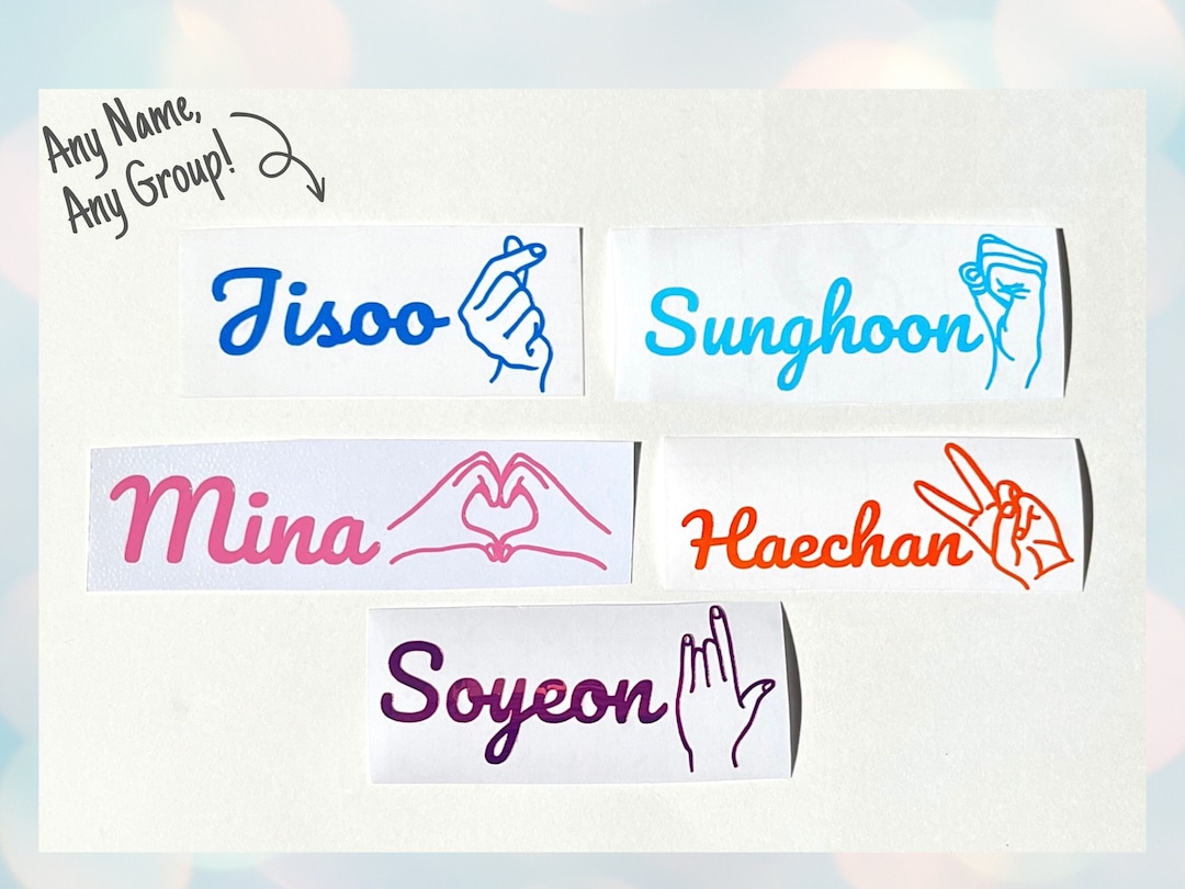 KPOP Bias Name Hand Gesture Decal Stickers Heart Hands, Finger Heart ...