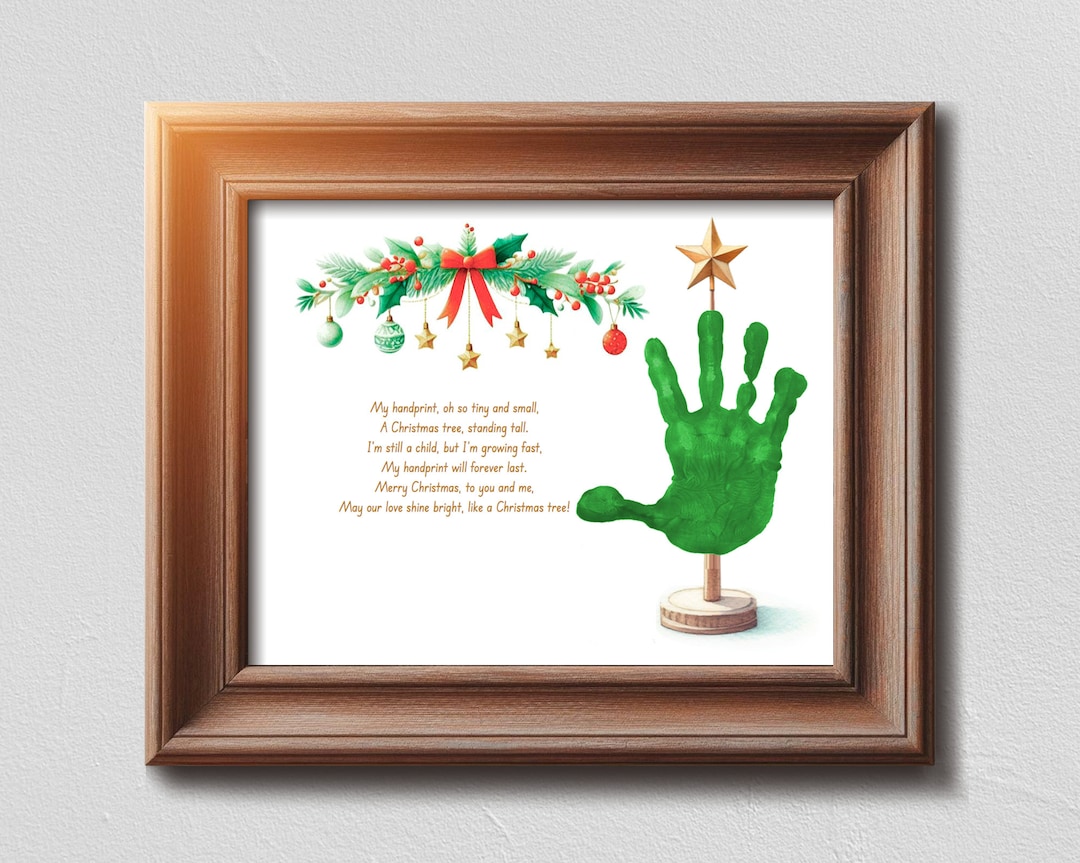 Christmas Handprint Art Craft, Christmas Tree Handprint Poem, Christmas ...