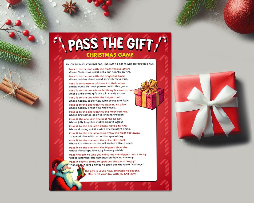 Christmas Pass the Gift Game, Christmas Party Games, Left Right Game ...