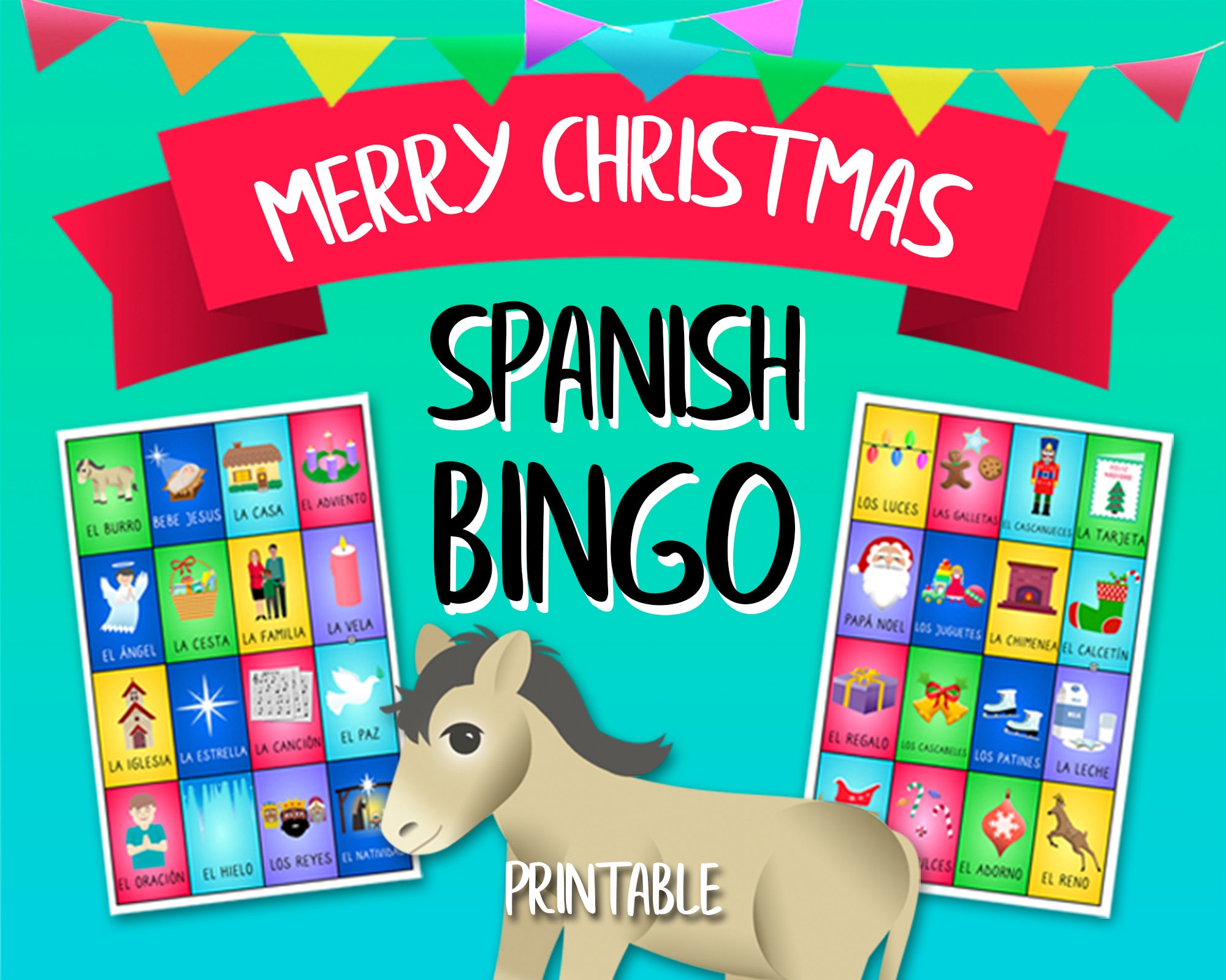 Spanish Christmas Bingo, Loteria, Christmas Bingo Printable, Christmas ...