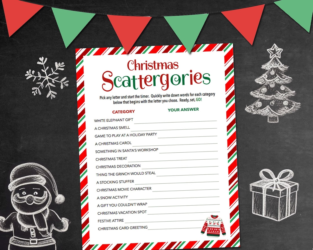 Christmas Scattergories Game, Christmas Trivia, Christmas Party Game ...