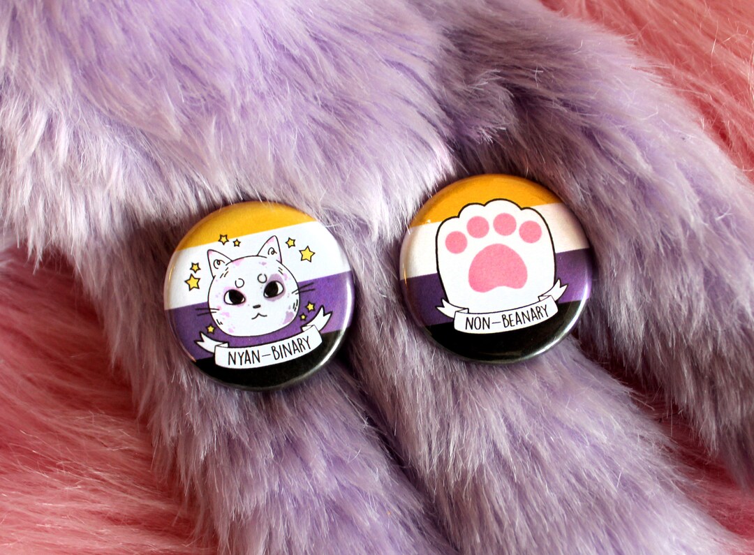 Nyan-binary & Non-beanary Badges 38mm Non-binary Animal - Etsy UK