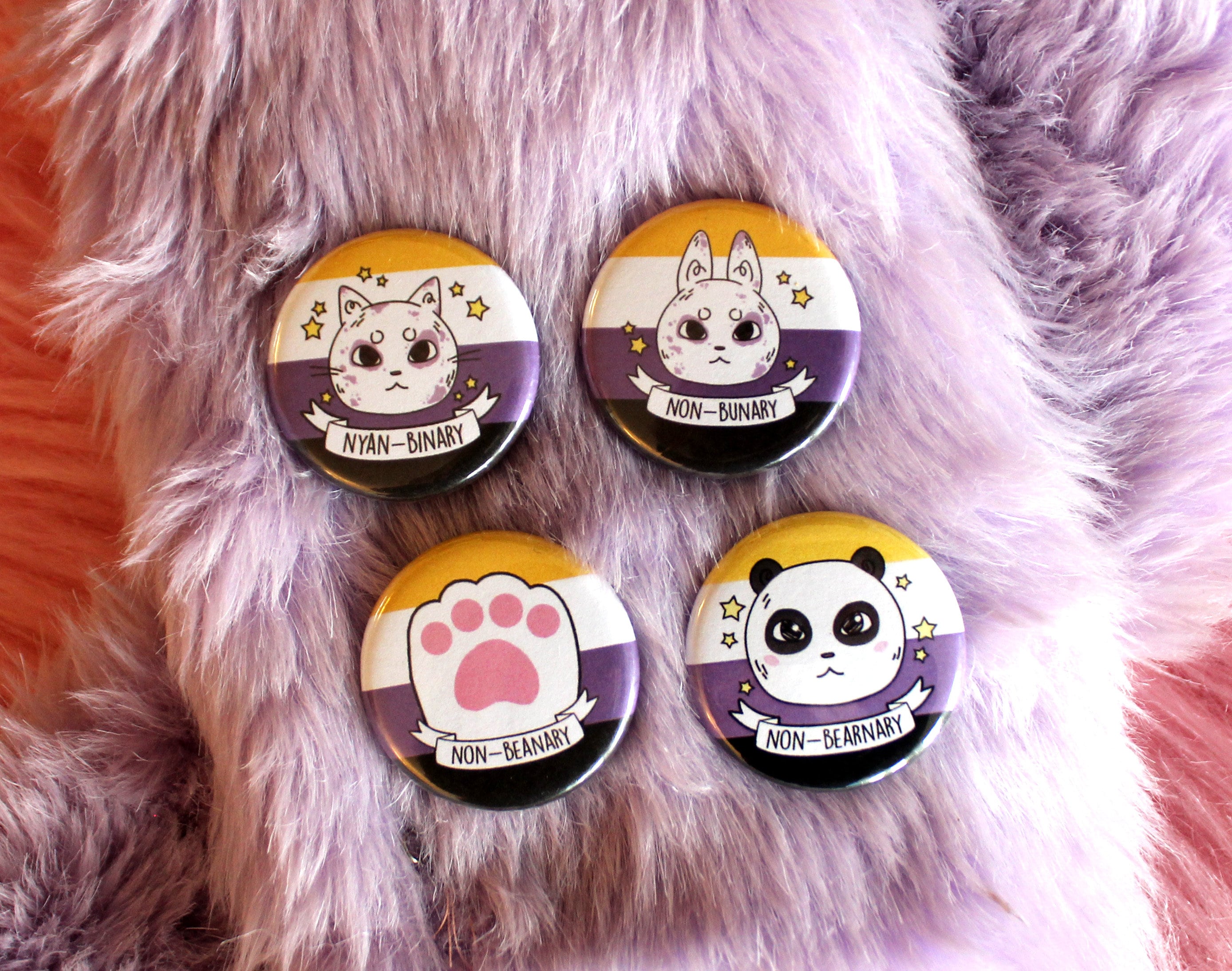 Nyan-binary & Non-beanary Badges 38mm Non-binary Animal - Etsy UK
