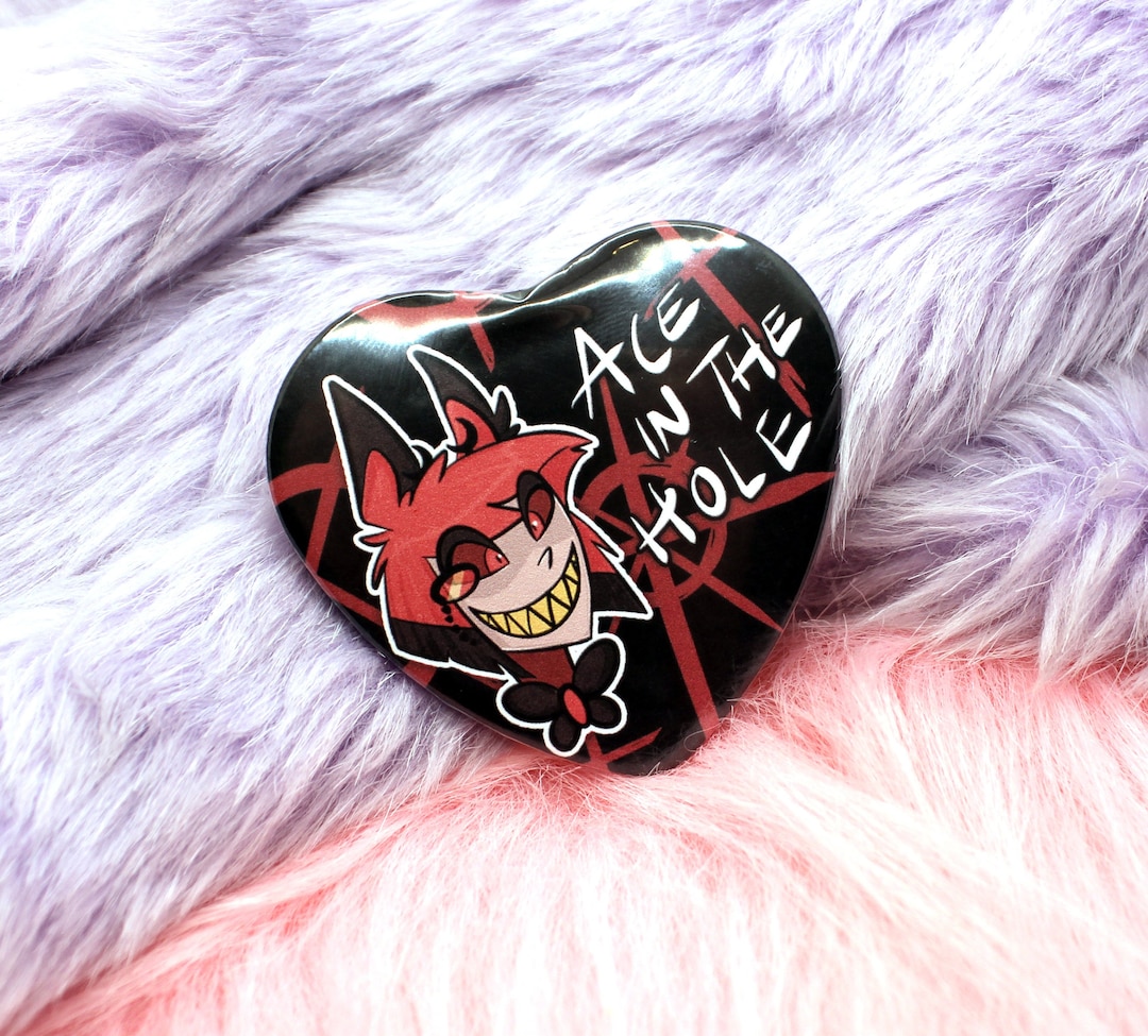 Alastor Hazbin Hotel Ace in the Hole Heart Badge (55mm) - Etsy