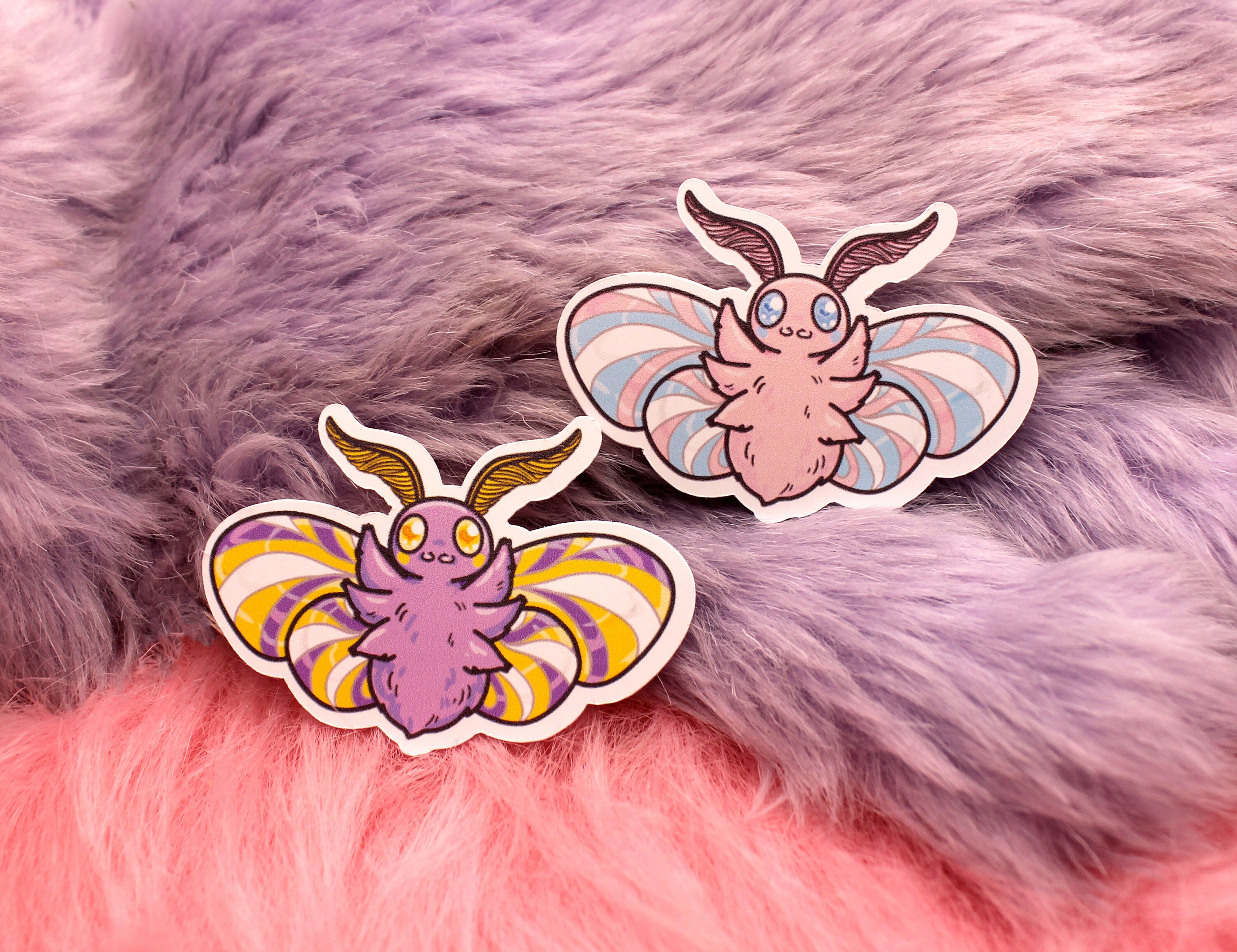 Non-binary & Transgender Flag Moth Pride Stickers 5cm | Etsy