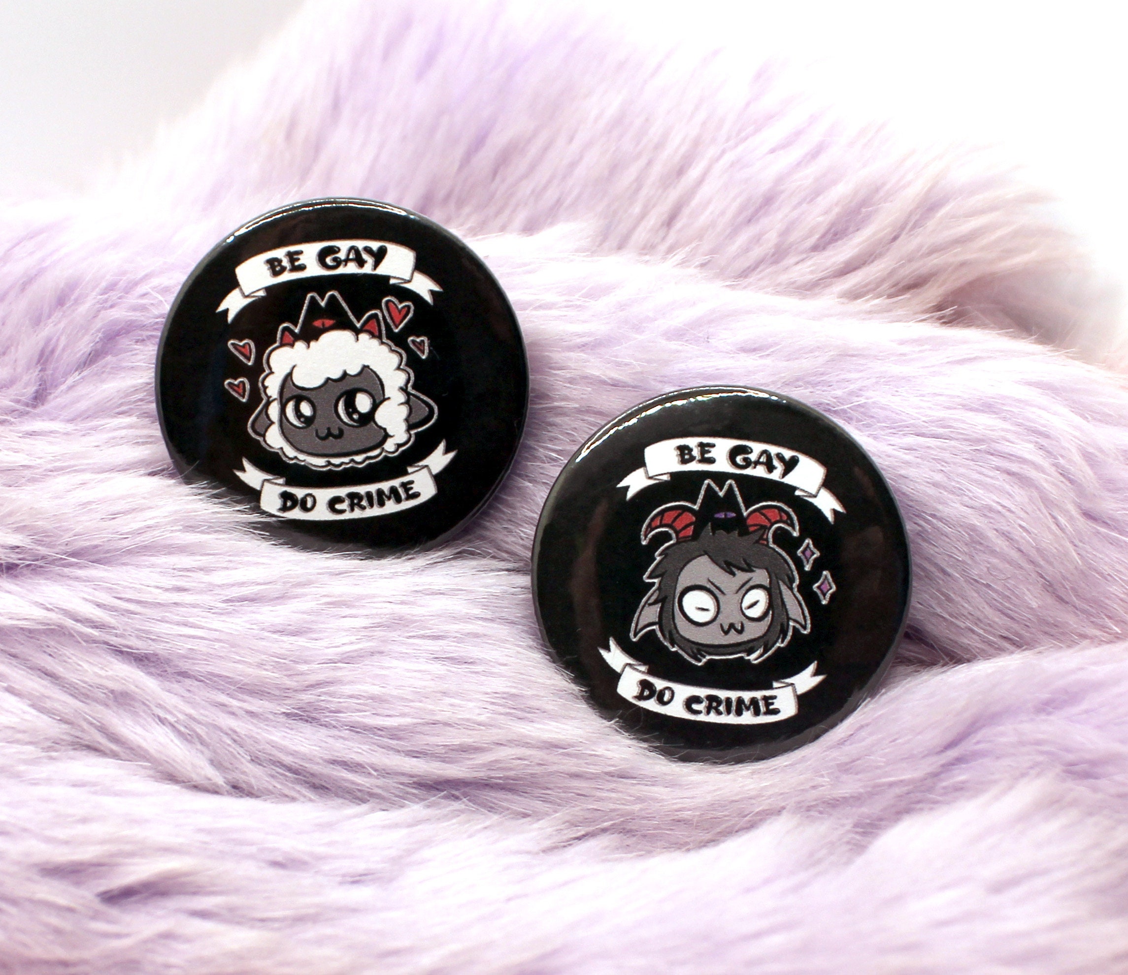 Cult of the Lamb Be Gay Do Crime Goat Badge (38mm) - Etsy