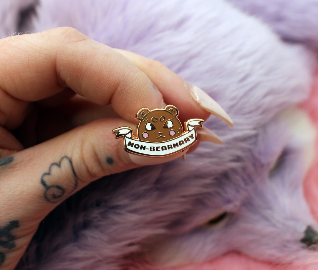 Non-beanary Enamel Pin (A Grade, Hard, Rose Gold) - Non-binary Animal ...