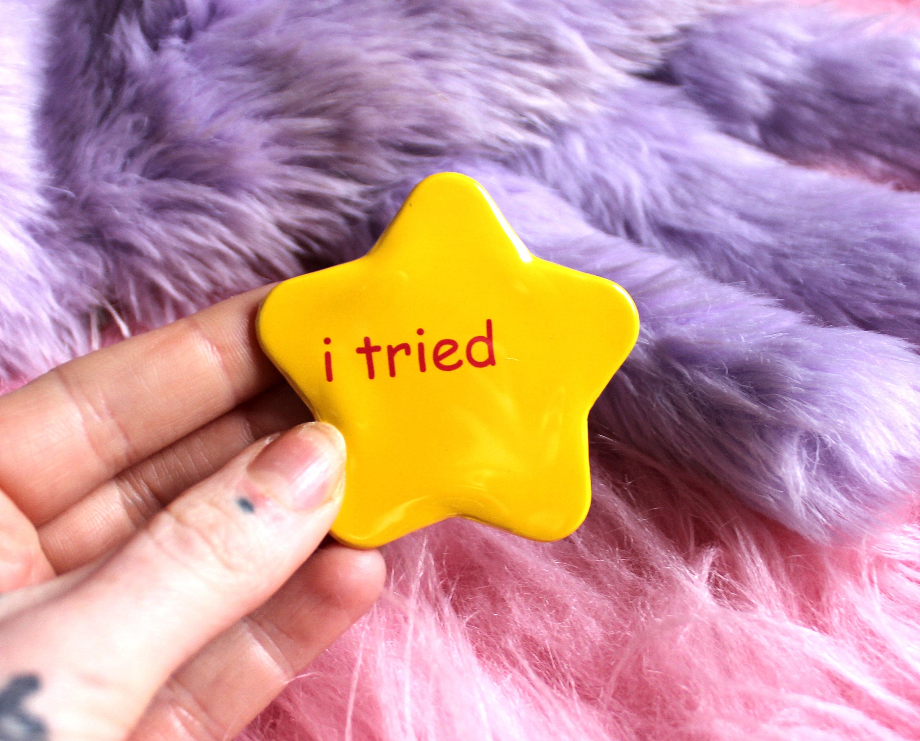I Tried & U Tried Meme Star Badges 55mm - Etsy UK