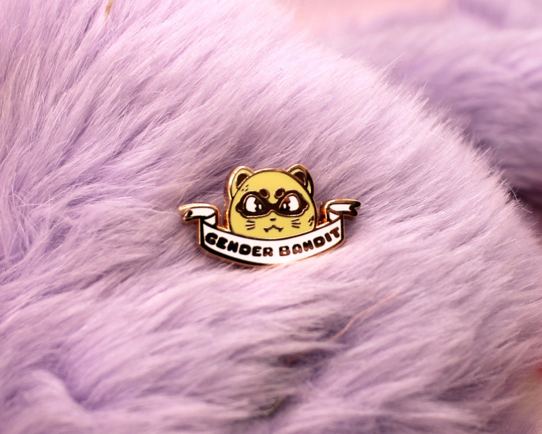 Gender Bandit Ferret Enamel Pin (A Grade, Hard, Rose Gold) - Non-binary ...