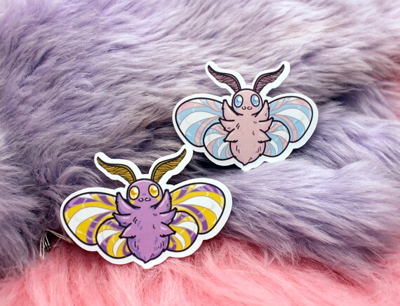 Non-binary & Transgender Flag Moth Pride Stickers 5cm | Etsy