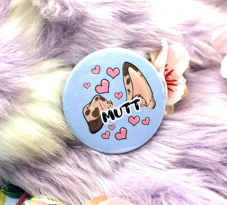 Mutt Blue Cartoon Furry Circular Badge (38mm) - Etsy