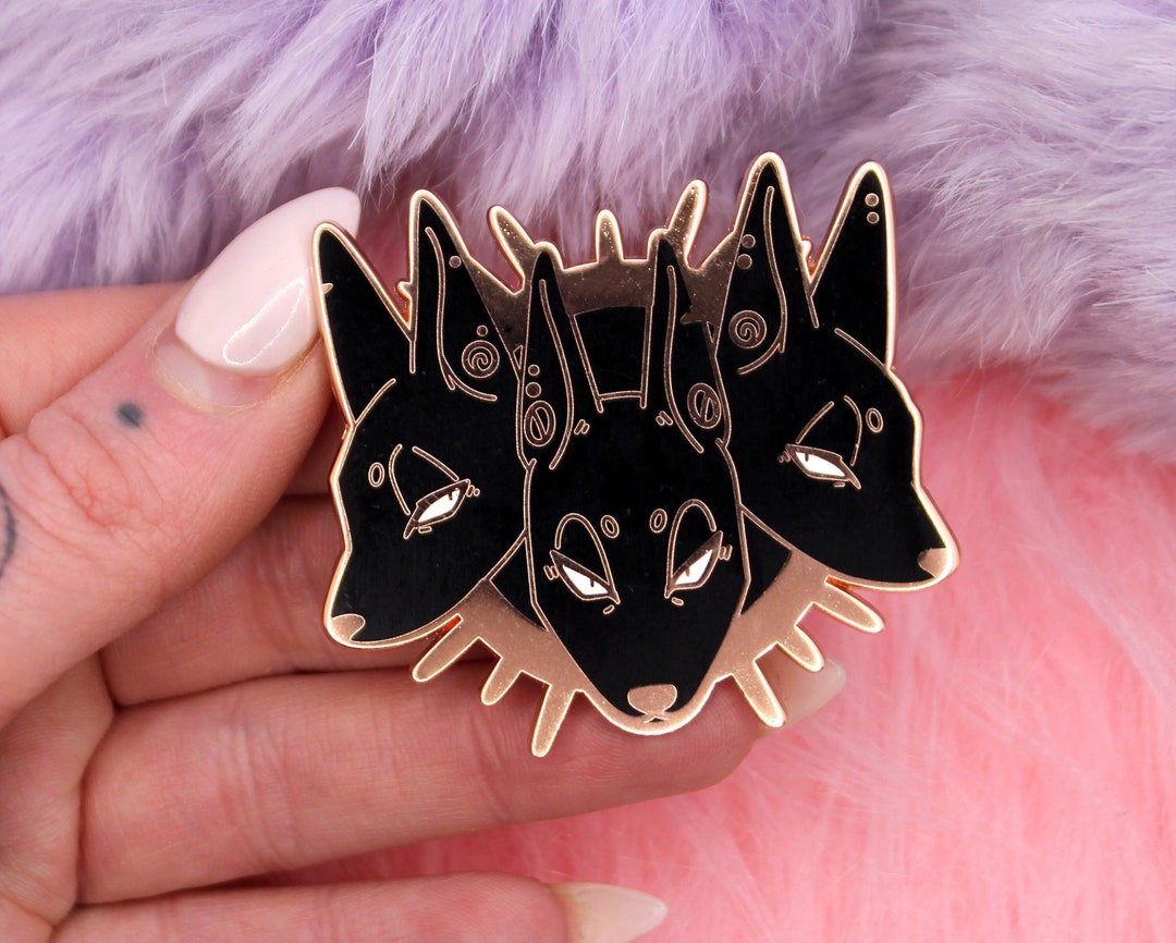 Cerberus Head Enamel Pin (2" A Grade, Hard, Rose Gold) - Etsy