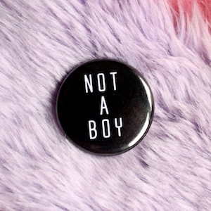 Not a Boy, Not a Girl & Gendervoid Badges 38mm Nonbinary Agender Black ...