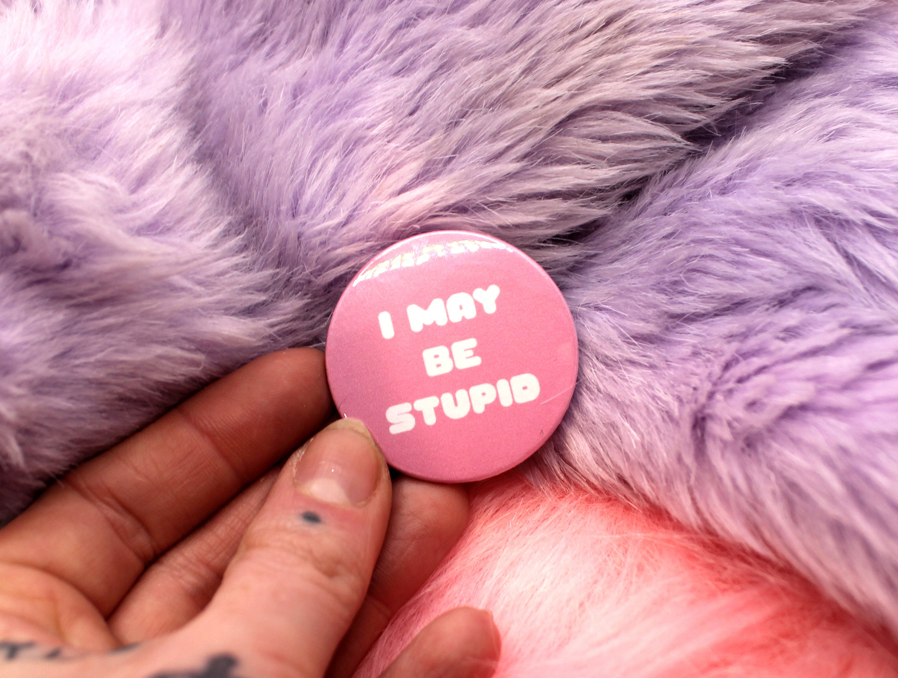 I May Be Stupid Badges 38mm Pink and Black Set - Etsy UK