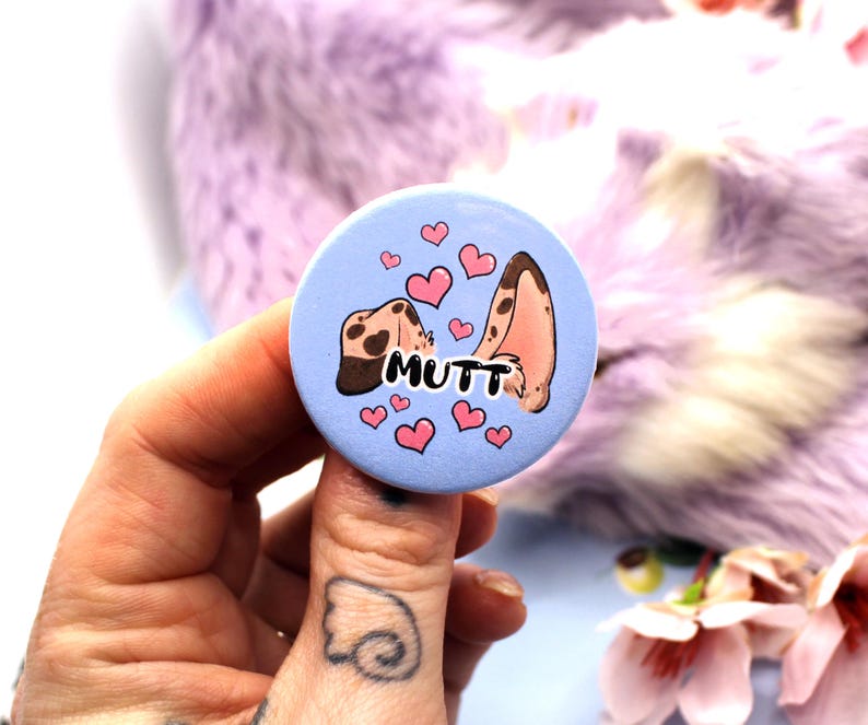 Mutt Blue Cartoon Furry Circular Badge (38mm) - Etsy