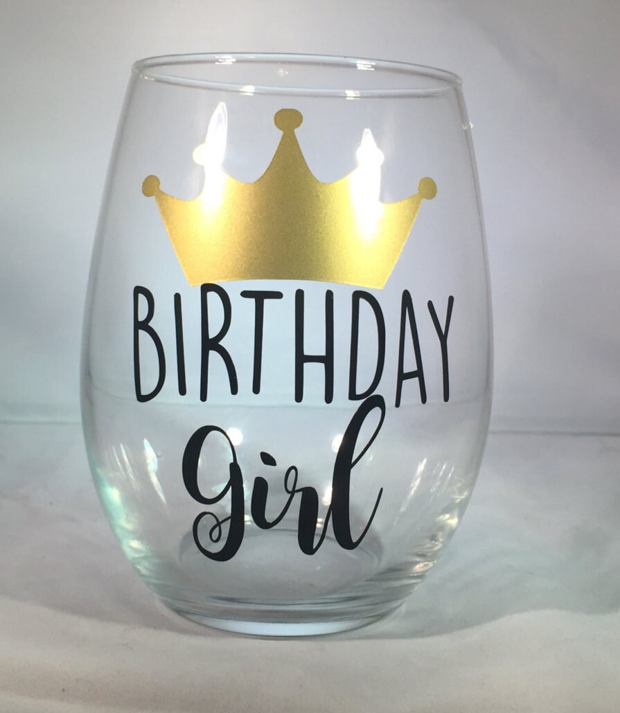 Birthday girl wine glass | Etsy