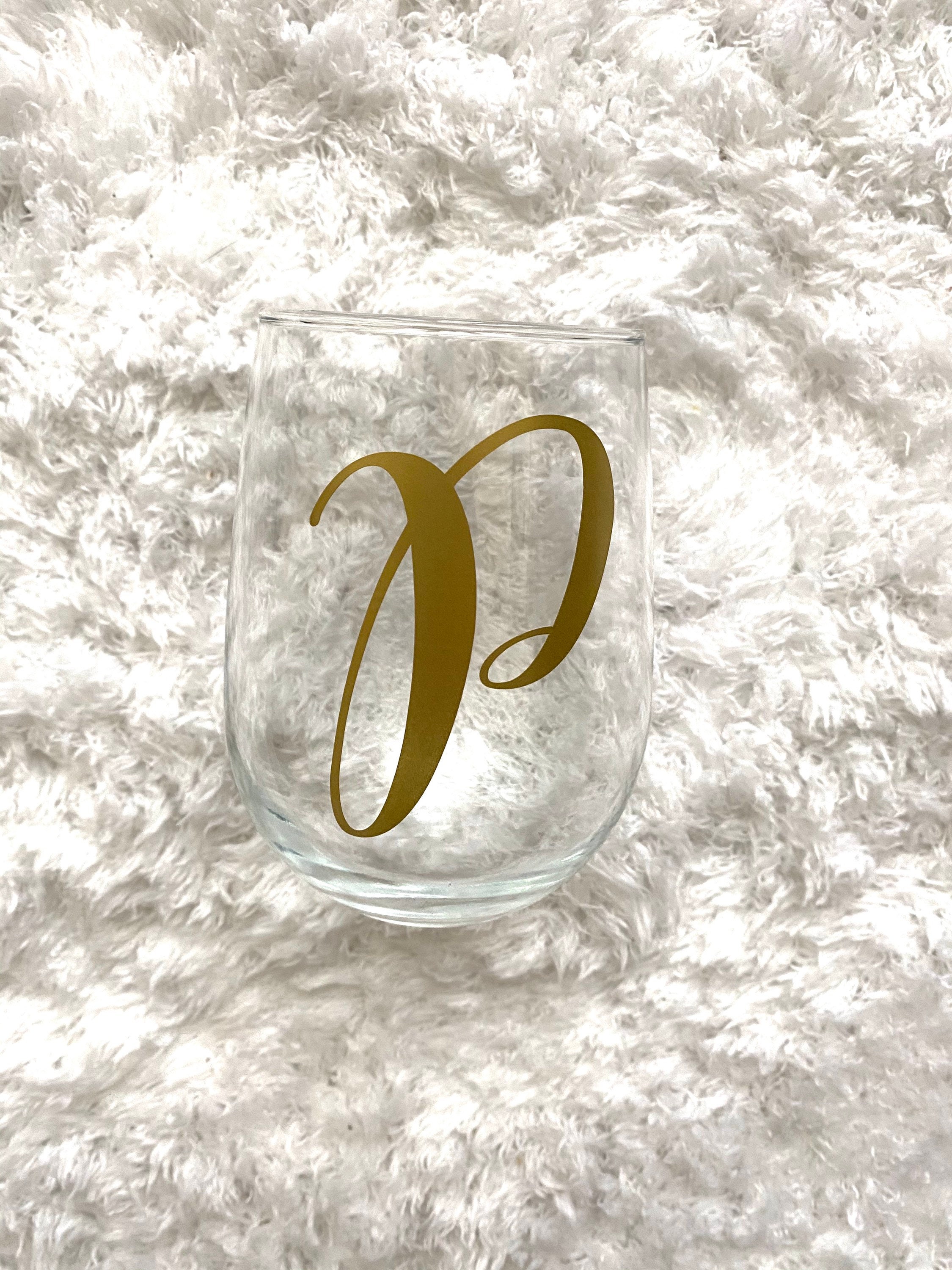Initial Monogram Wine Glass, Personalized Wine Glass, Bridesmaid Wine ...