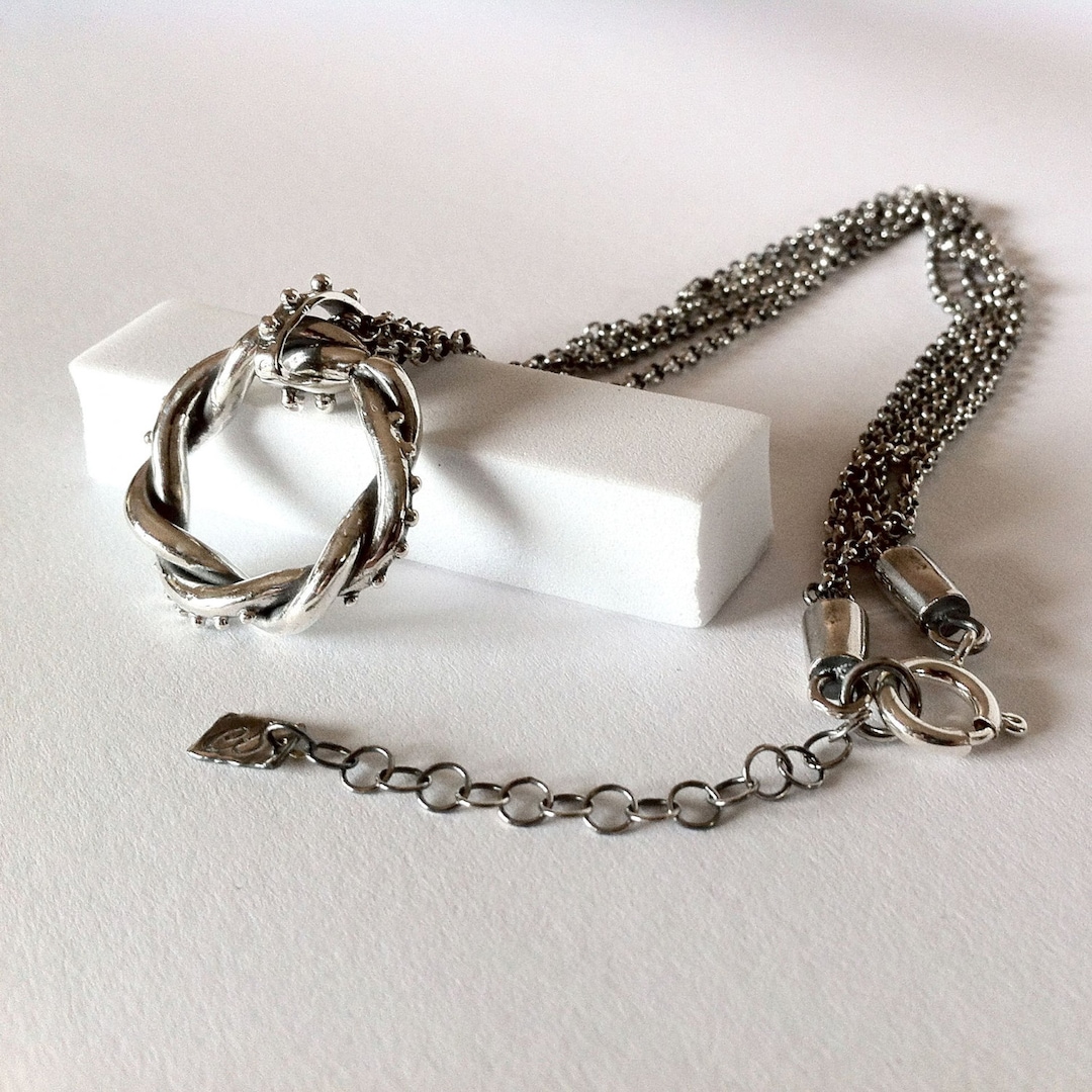 Handmade Necklace, Sterling Silver Necklace, Interlaced Centerpiece ...