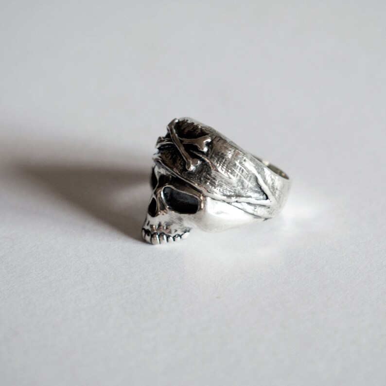 Skull Ring Pirate Skull Ring Sterling Silver Ring Biker | Etsy