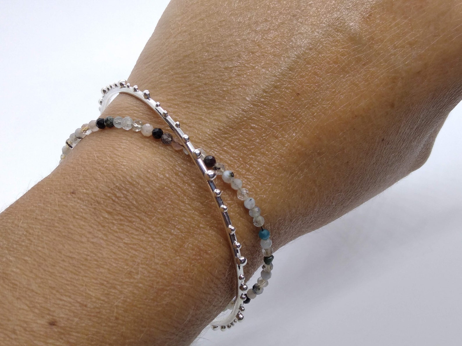 Minimalist bracelet adorned with little balls Sterling silver | Etsy