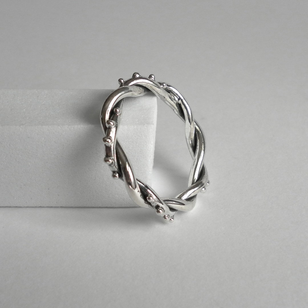 Sterling Silver Ring, Interlaced Ring, Polished and Oxidized Ring ...