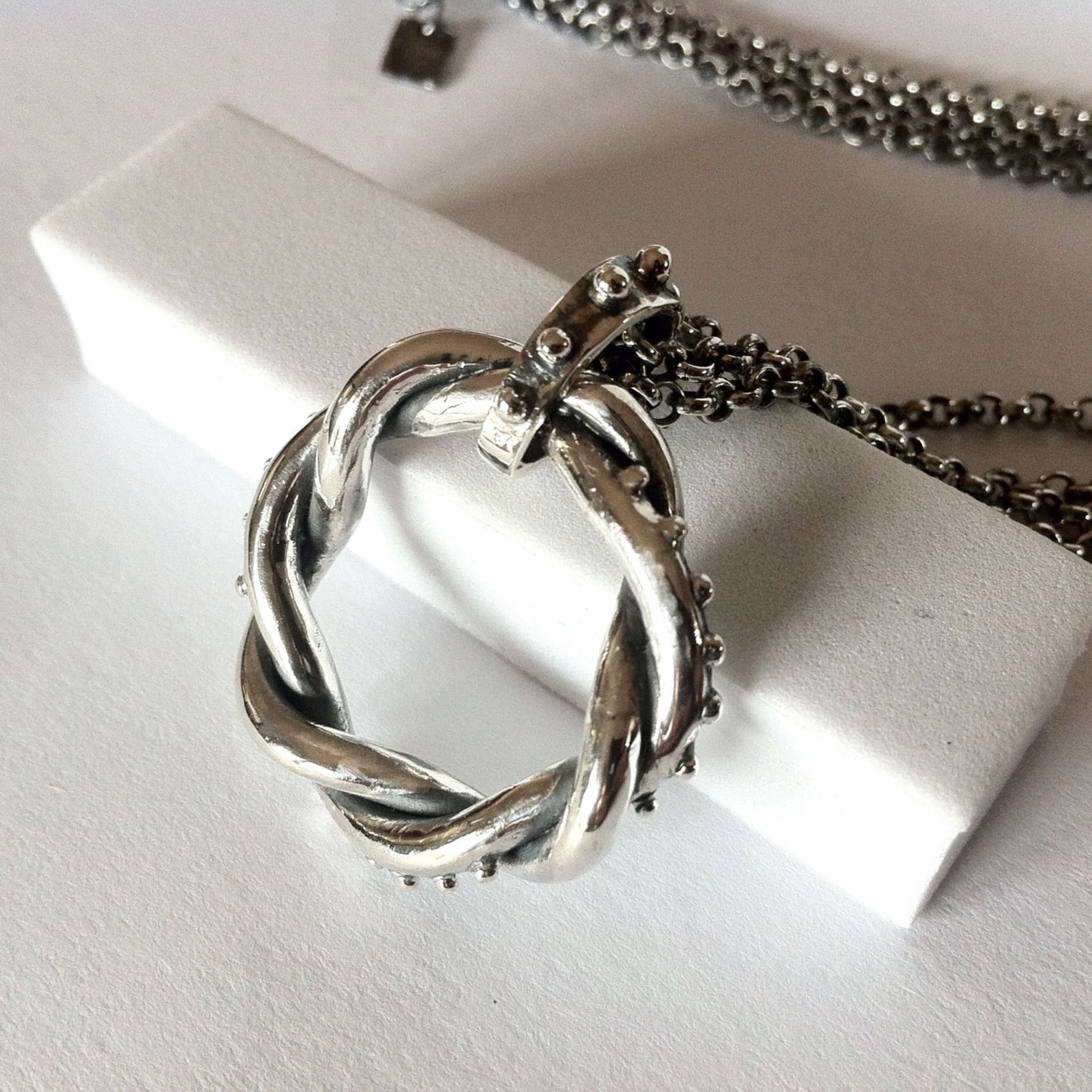 Handmade Necklace, Sterling Silver Necklace, Interlaced Centerpiece ...