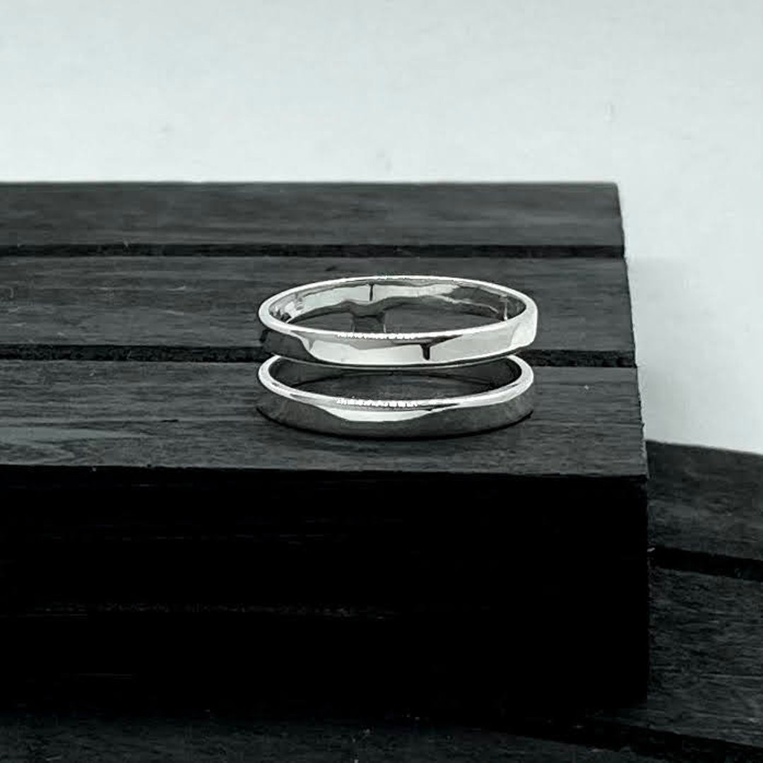 Handmade Sterling Silver Double Band Ring: Minimalist Bohemian Style - Etsy