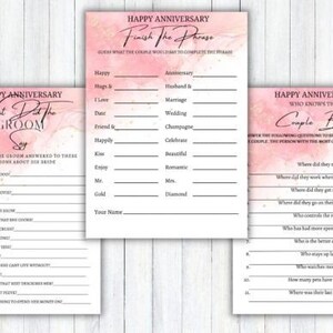 Anniversary Games Bundle, Anniversary Game, Wedding Anniversary Party ...