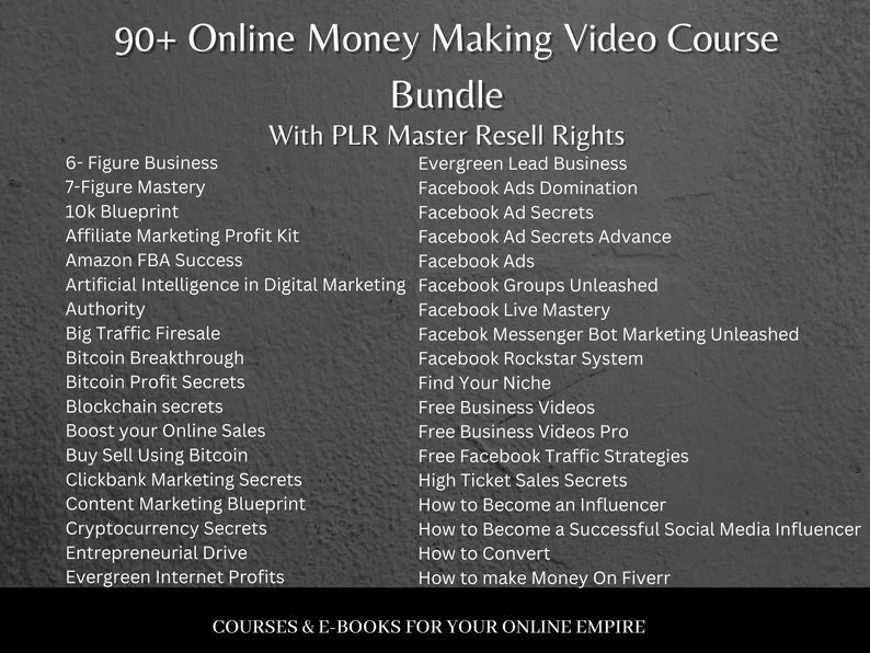90+ Video Course PLR Bundle With Resell Rights - Online Money Making ...